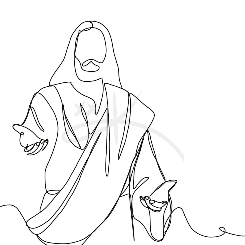 Jesus Line Drawing - Etsy