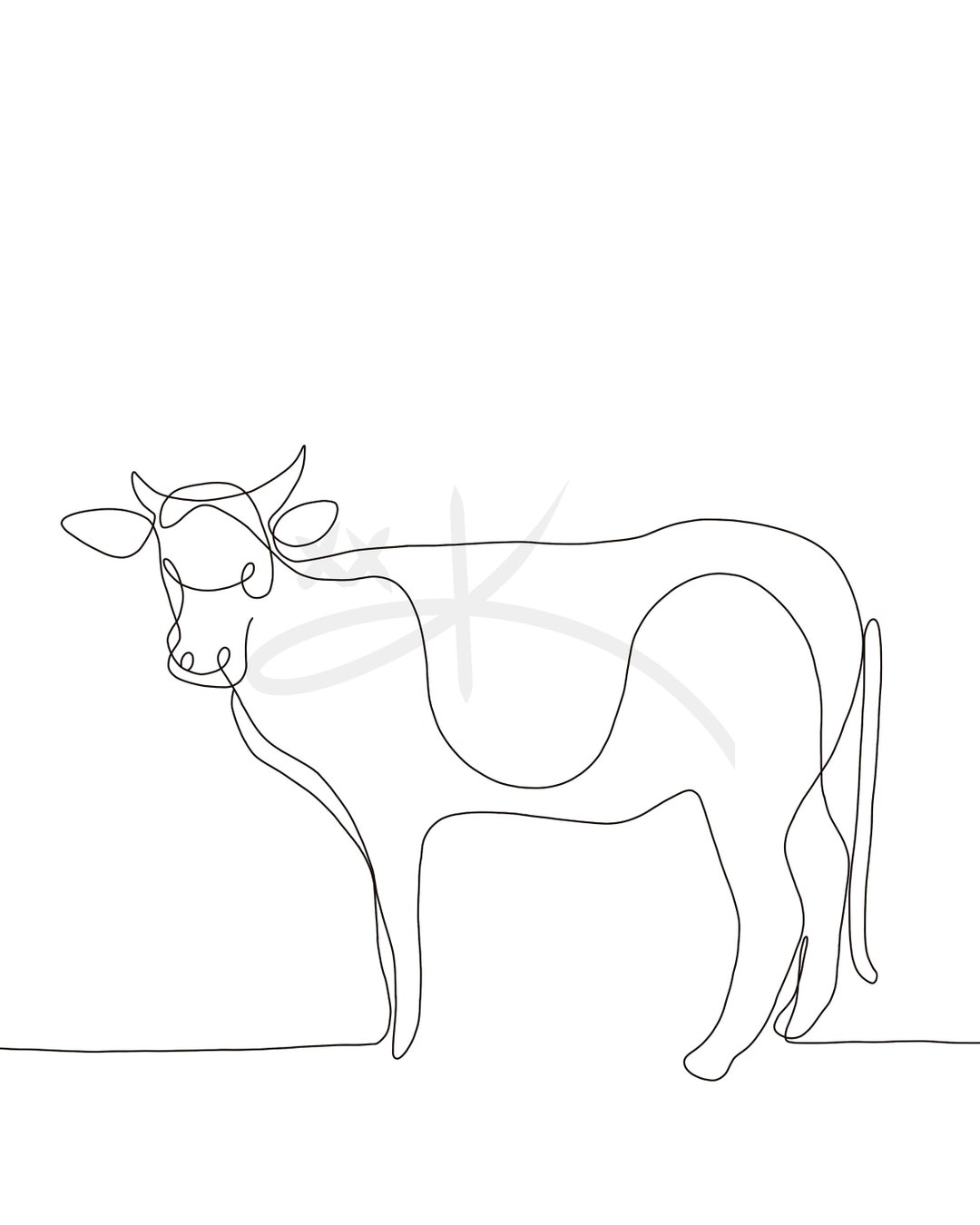 Bull Line Art, Black and White Art, Single Line Art Cow, One Line ...