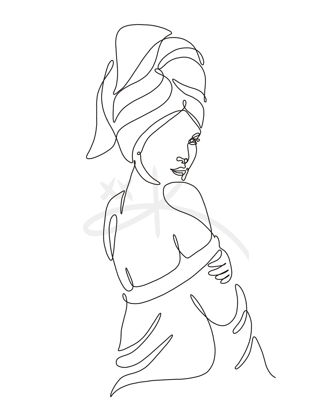 Spa Line Drawing, Shower Wall Art, Minimalist Line Drawing, Women Line ...