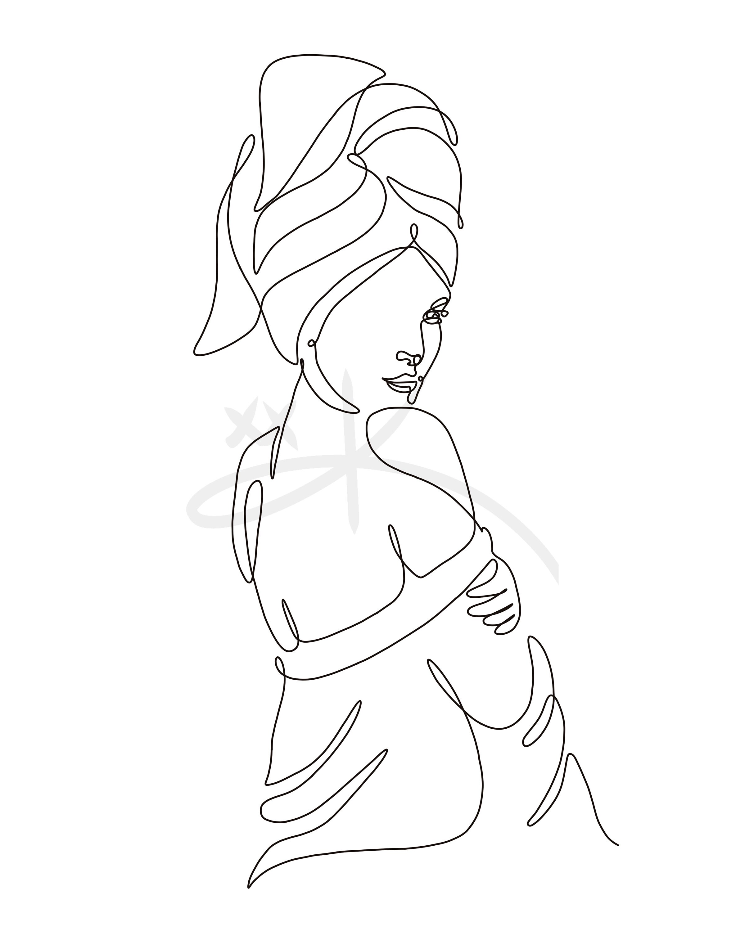 Spa Line Drawing, Shower Wall Art, Minimalist Line Drawing, Women Line ...