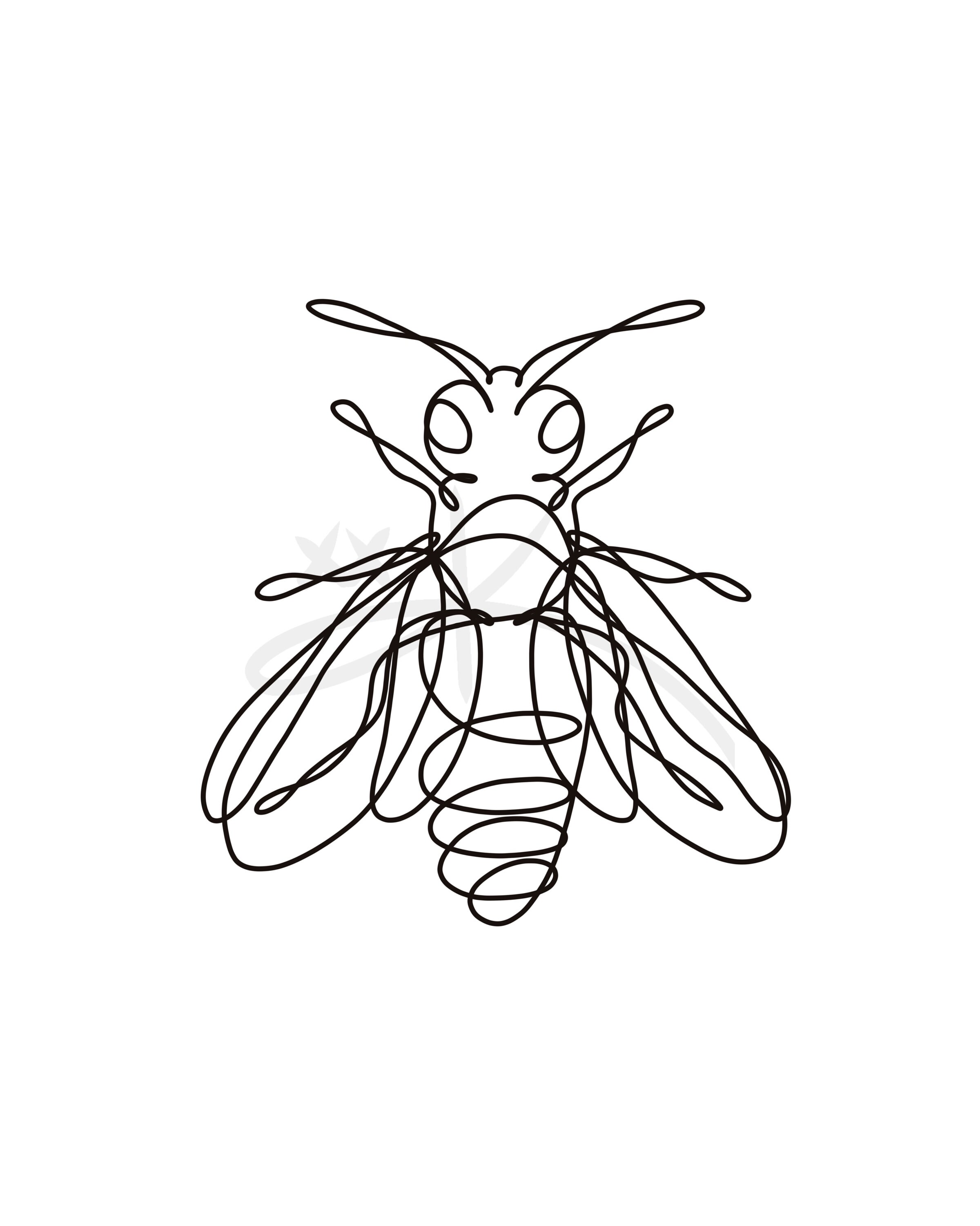 Bee Line Art, Bumblebee Wall Art, Black and White Drawing, Bee One Line ...