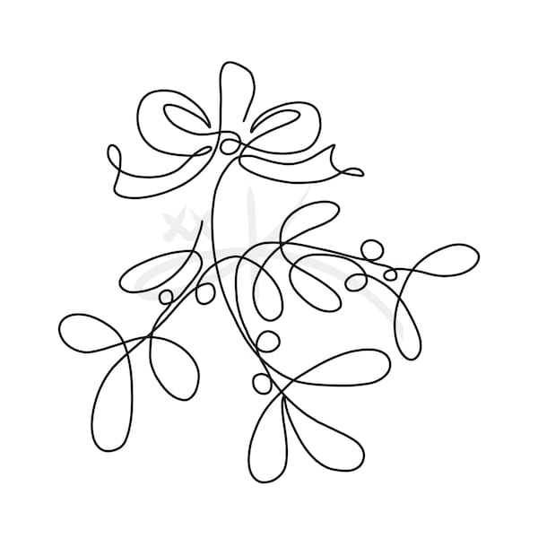 Mistletoe Line Drawing - Etsy