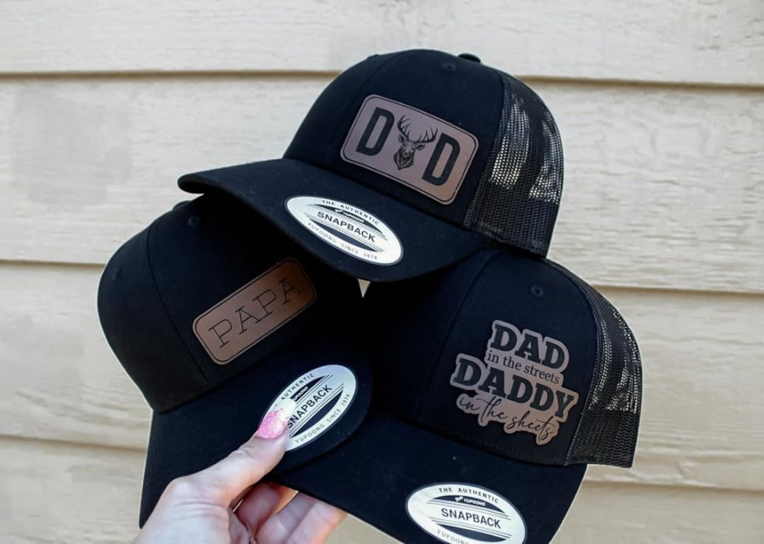 Dad Papa Fathers Day Custom Snapback Hat Leather Engraved - Etsy