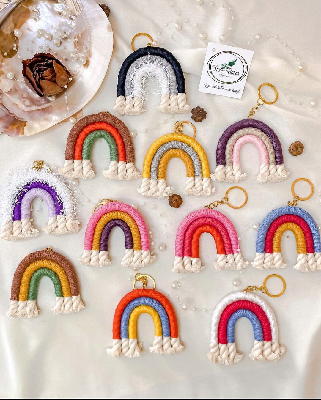 Rainbow Macrame, Macrame Keychain, Macrame Magnet, Keychain Favors for ...