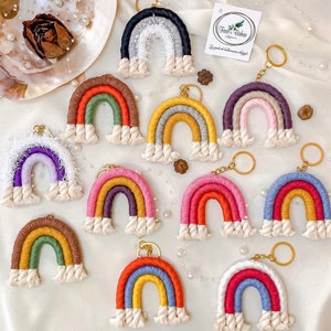 Rainbow Macrame, Macrame Keychain, Macrame Magnet, Keychain Favors for ...