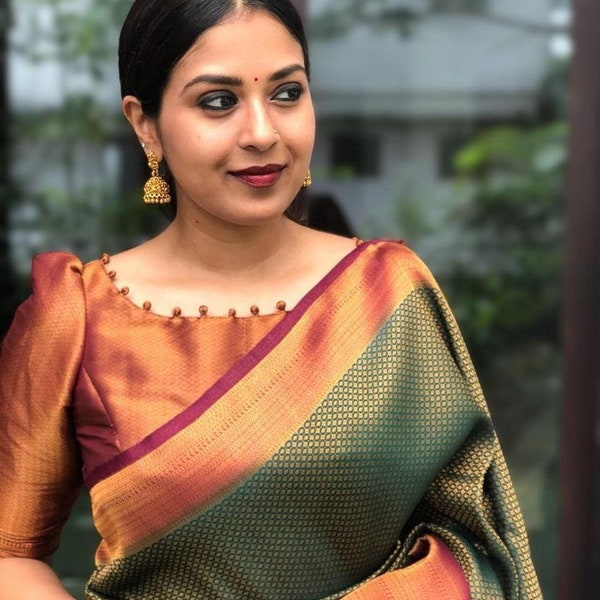 Kanchipuram Heavy Border Silk Saree - Etsy