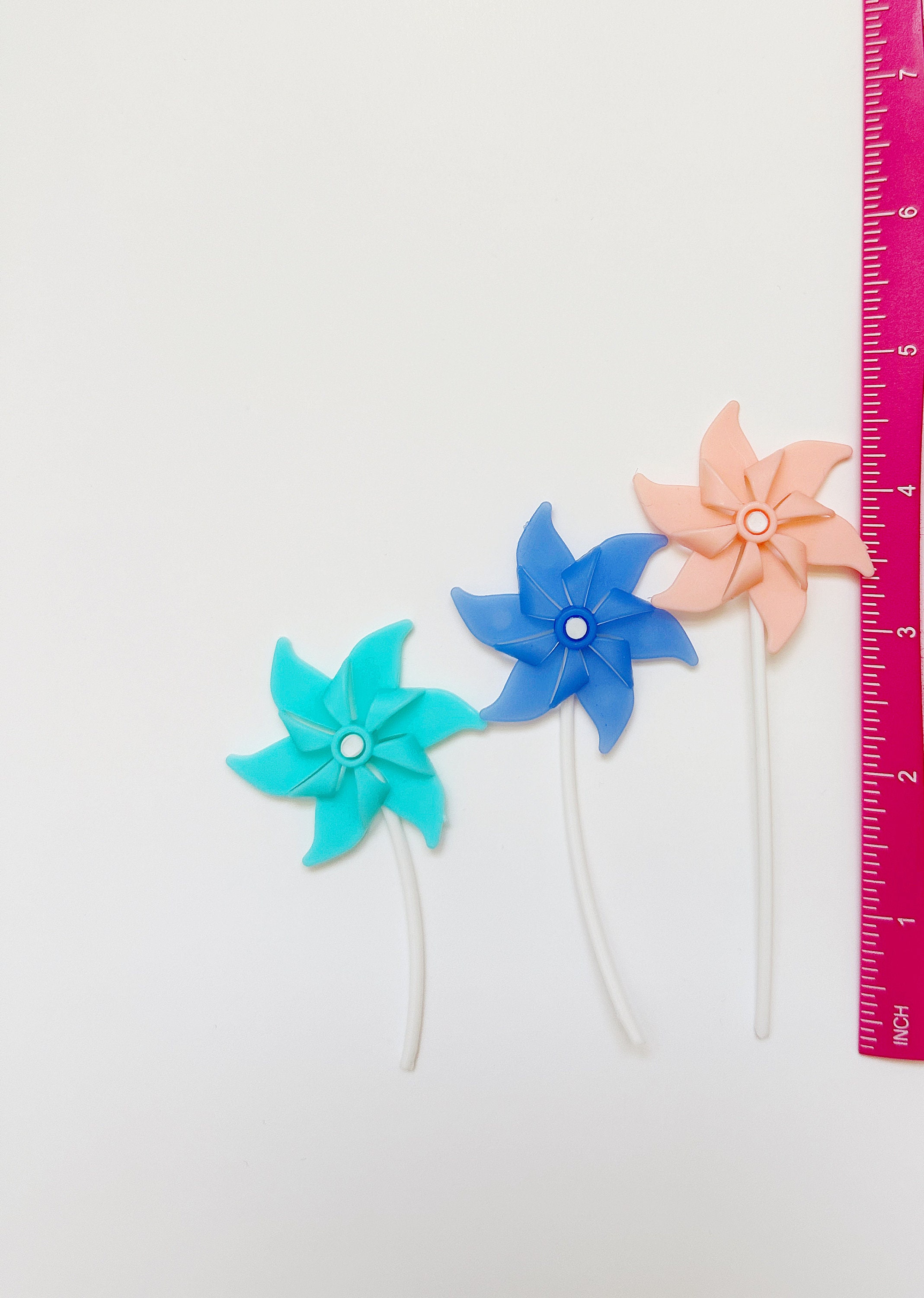 3 Pc Pinwheel Cake Topper, Miniature Pinwheels for Dollhouse, Birthday ...