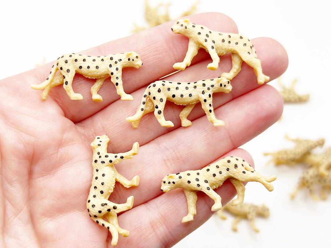 5pc Miniature Cheetah Figurines Tiny Mini Figure Diorama Supplies ...
