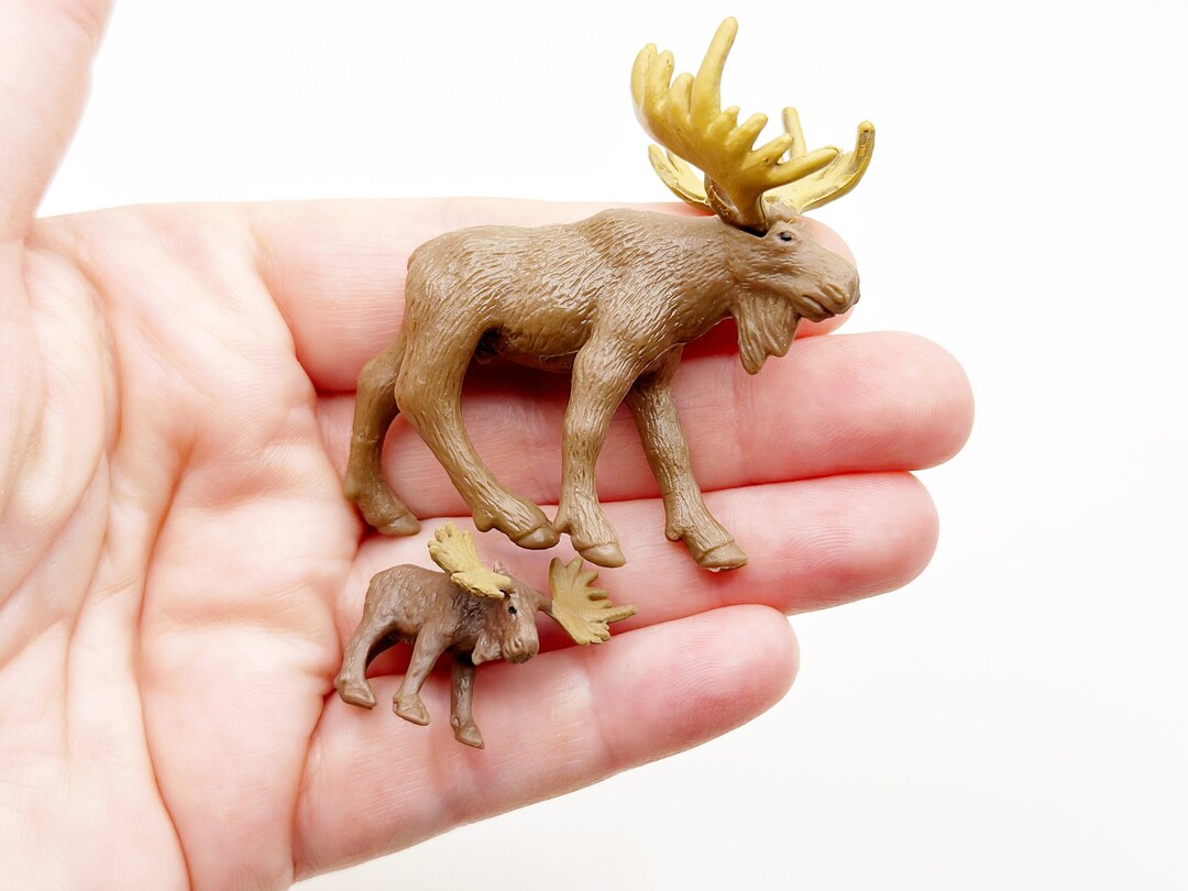2pc Moose, Large and Mini, Diorama Supplies, Small Plastic Animals ...