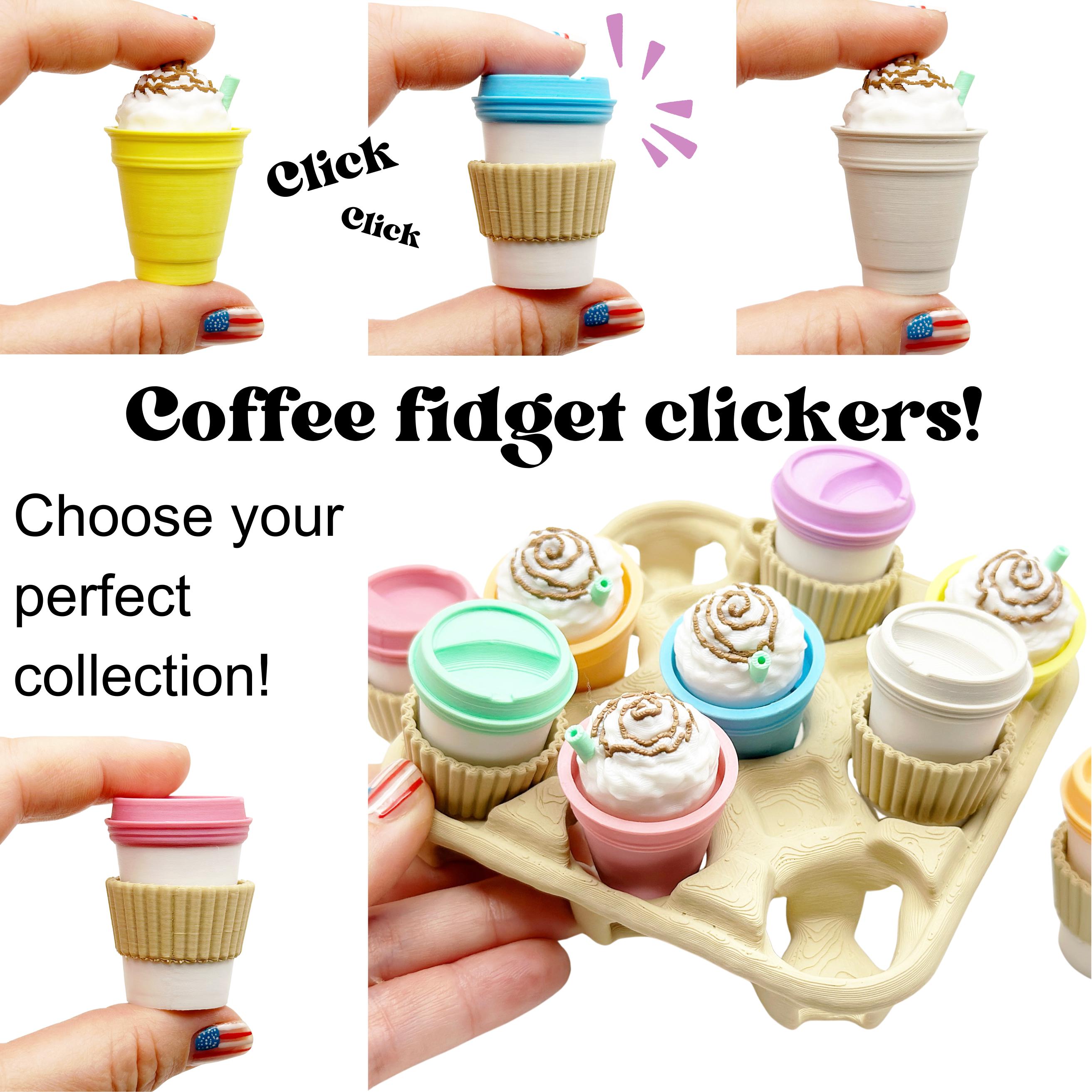 3D Printed Coffee Cup Fidgets Pastel Clicker Toy Tic Tac Toe Set ...