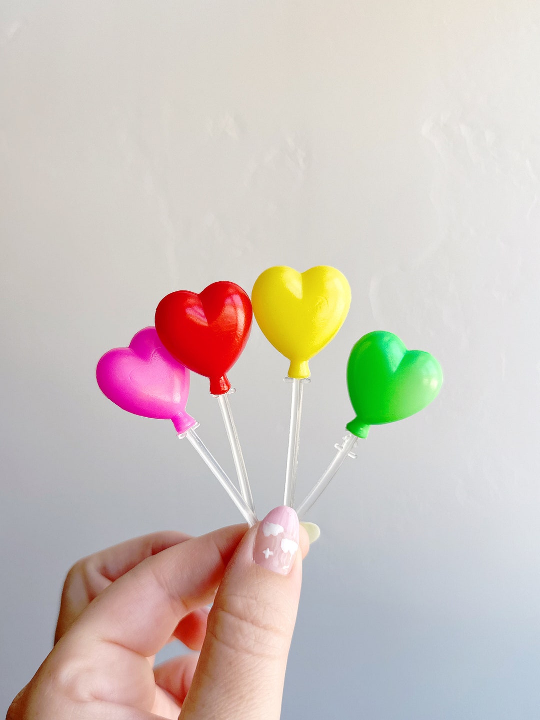 4 Pc Mini Heart Balloon Cake Topper, Balloons for Party Animal ...