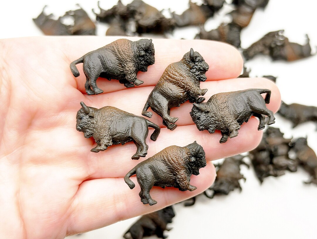5pc Miniature Bison Figurines, Tiny Mini Figure, Diorama, Terrarium ...