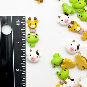 6pc Flat Back Charms, Giraffes, Cows, Frogs, Slime Mix Ins, Cabochons ...