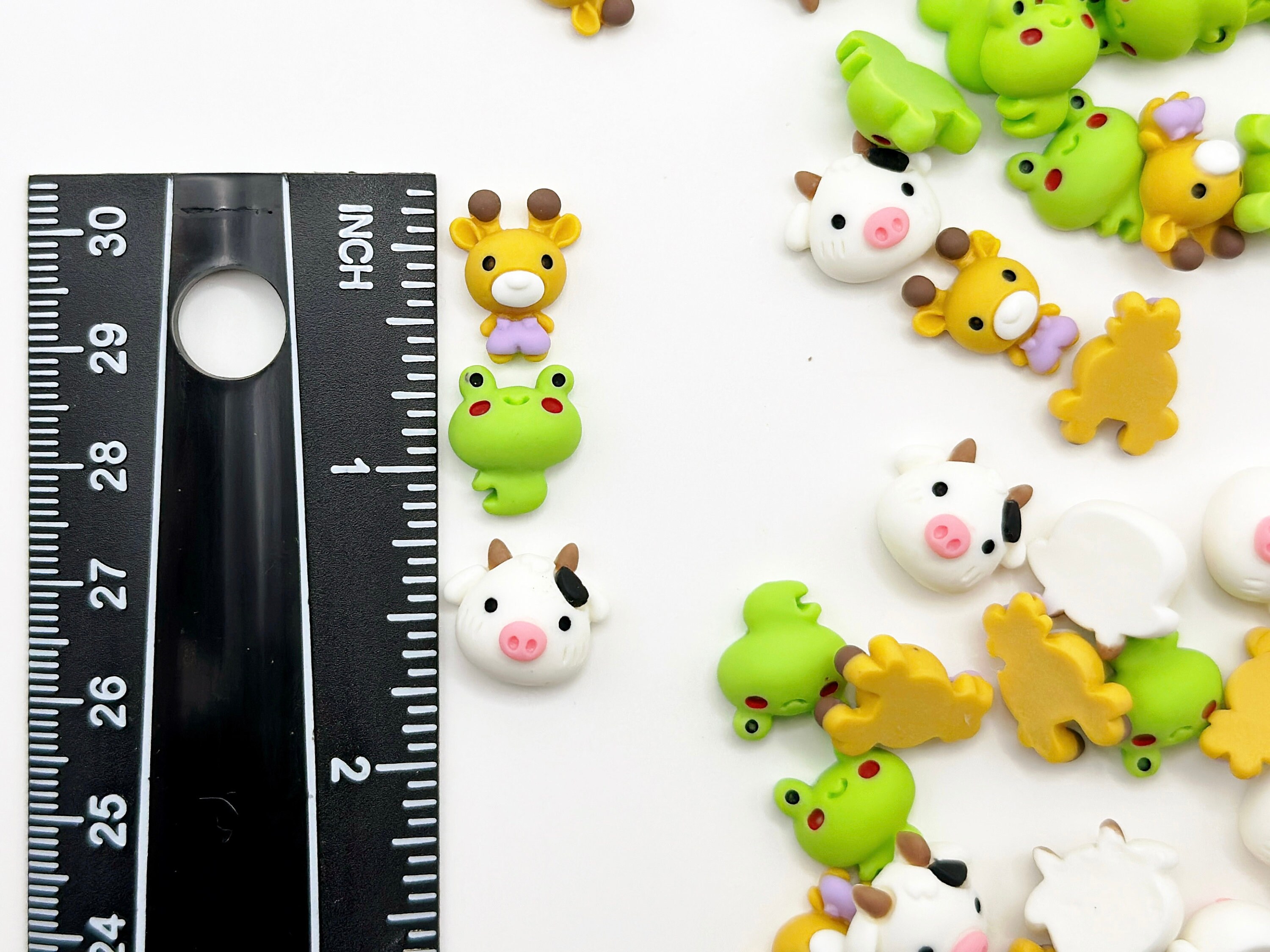 6pc Flat Back Charms, Giraffes, Cows, Frogs, Slime Mix Ins, Cabochons ...