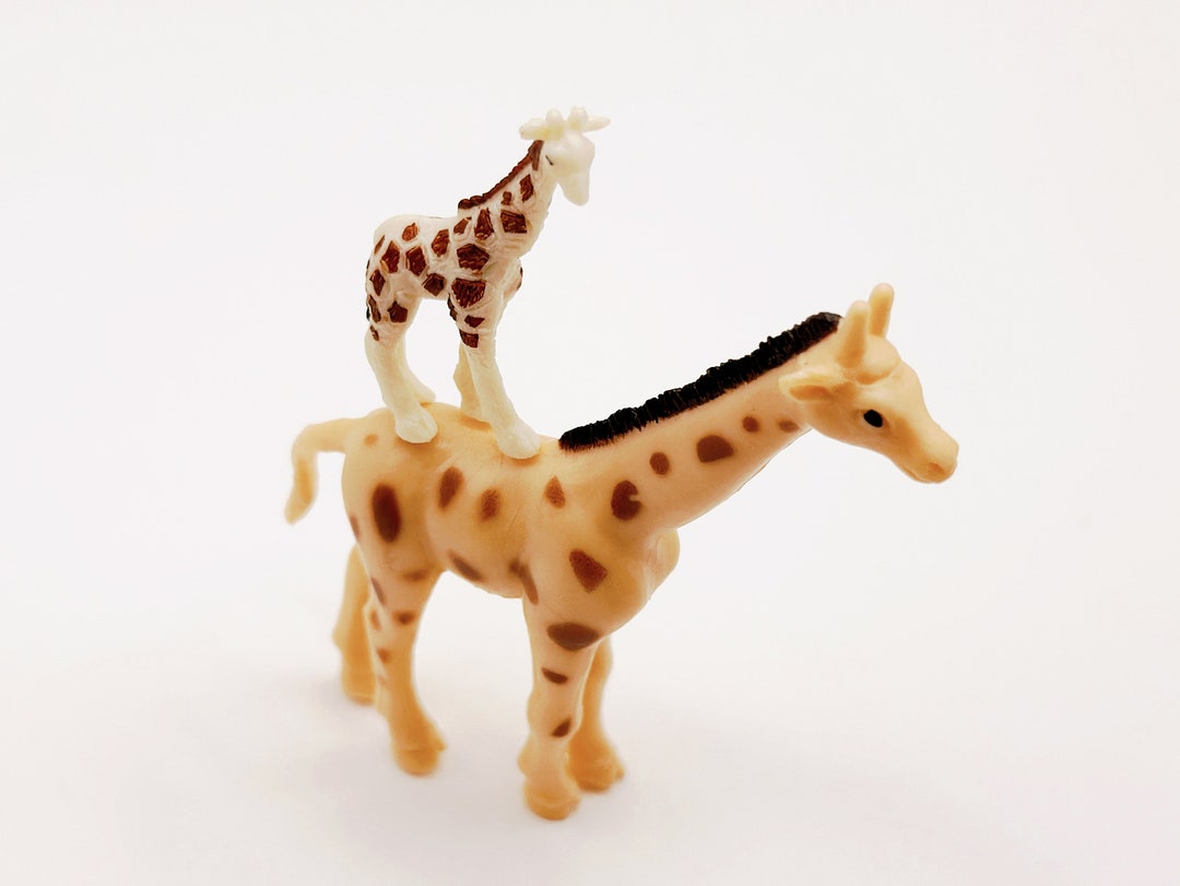 2pc Giraffes, Large and Mini, Diorama Supplies, Small Plastic Animals ...