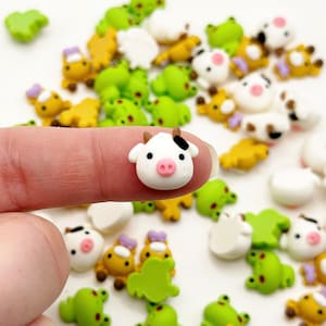 6pc Flat Back Charms, Giraffes, Cows, Frogs, Slime Mix Ins, Cabochons ...