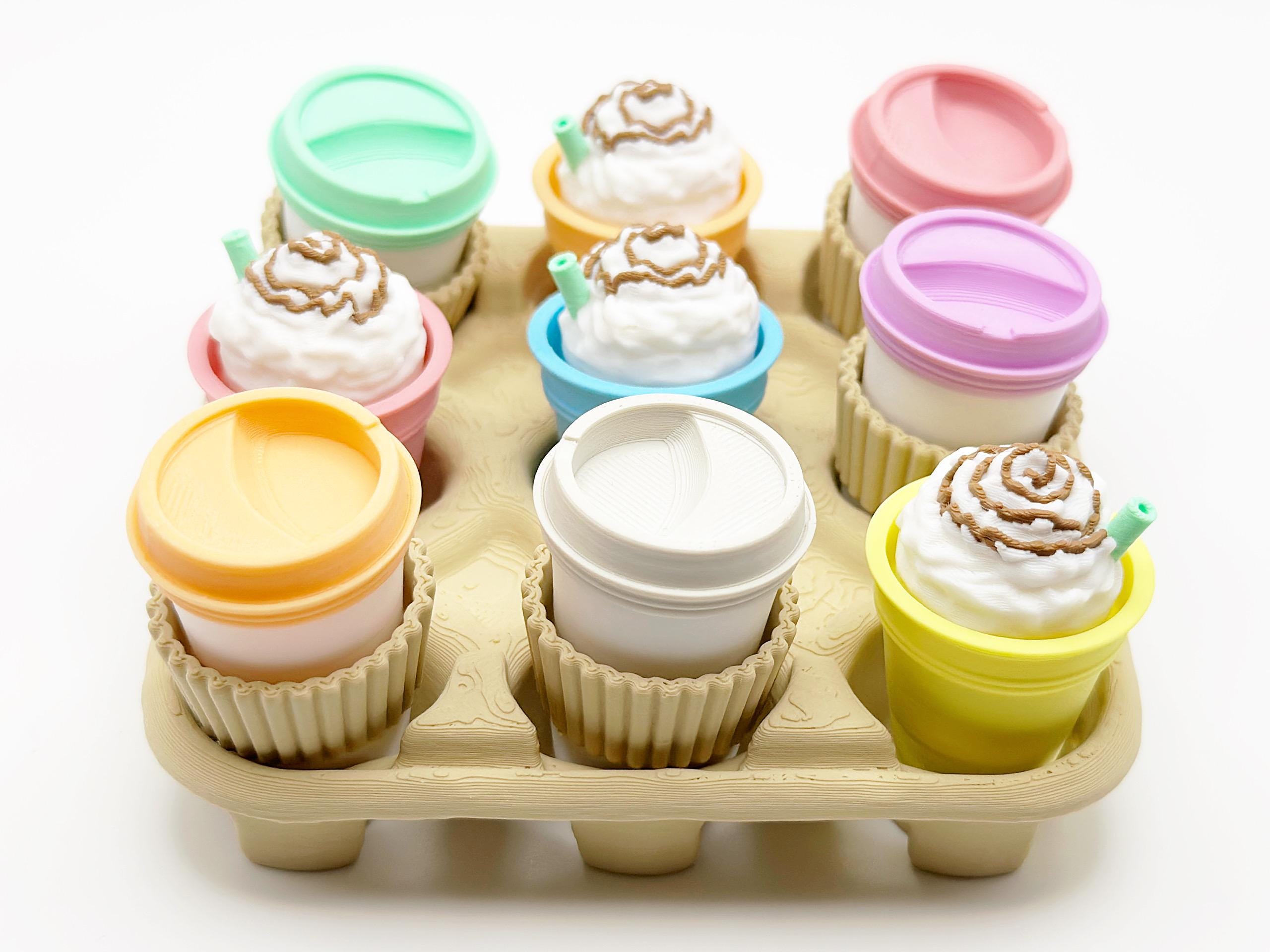 3D Printed Coffee Cup Fidgets Pastel Clicker Toy Tic Tac Toe Set ...