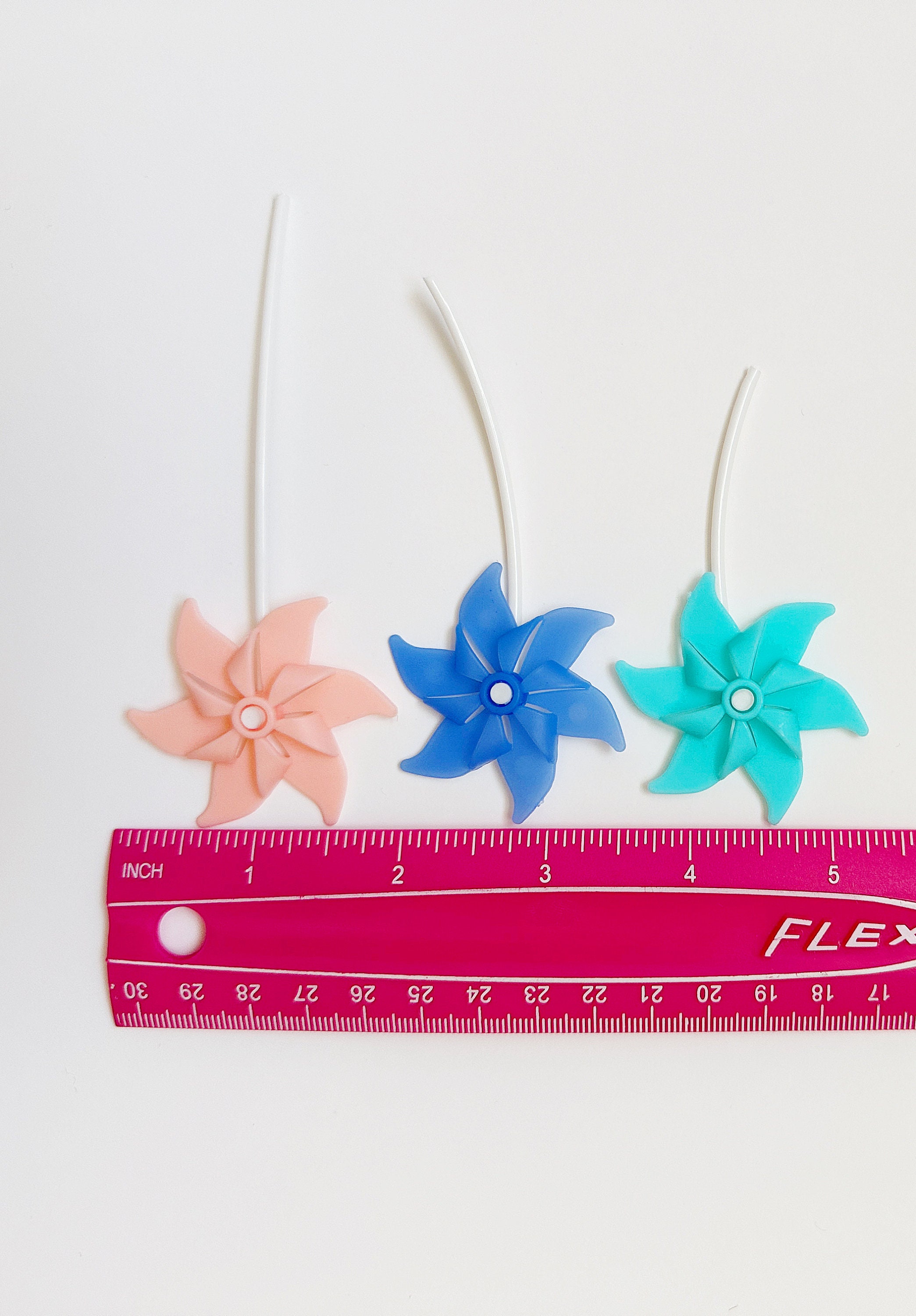 3 Pc Pinwheel Cake Topper, Miniature Pinwheels for Dollhouse, Birthday ...