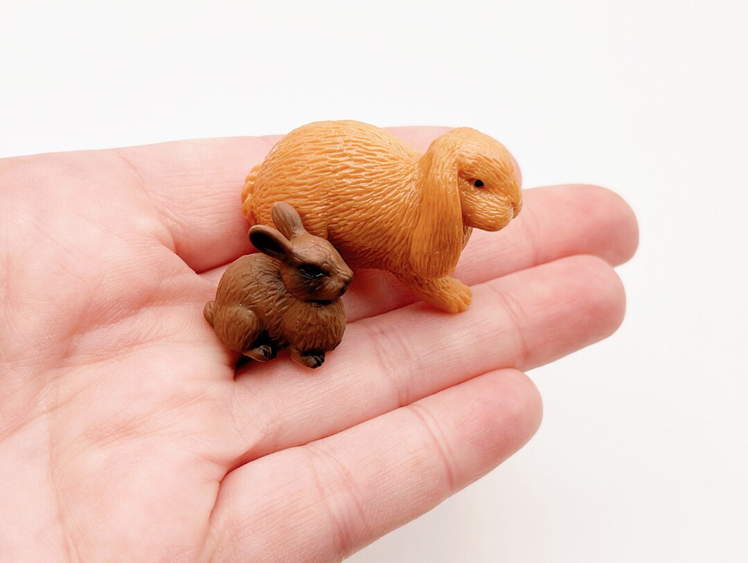 2pc Rabbit and Bunny, Micro Mini, Diorama Supplies, Small Plastic ...