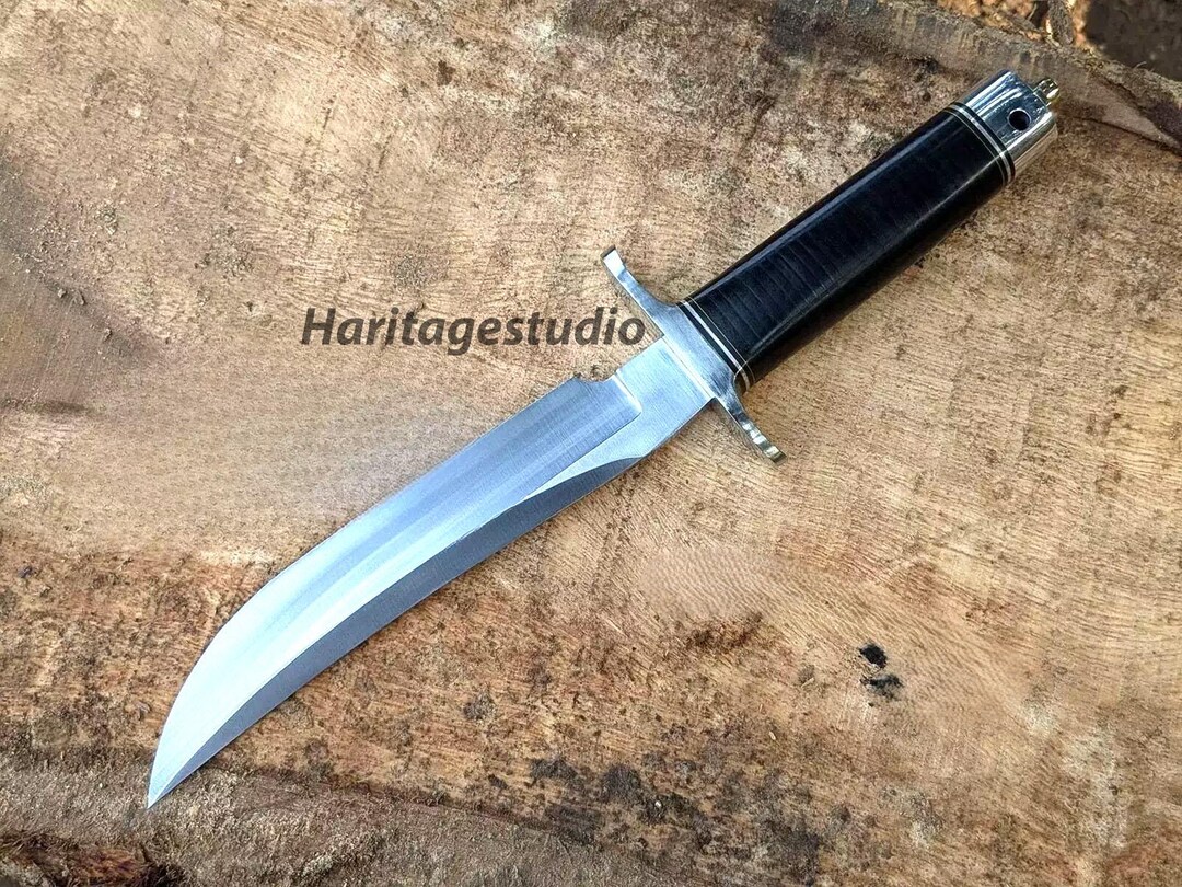 Carbon Steel Bowie Hunting Knife - Randall Racon Style, Leather Sheath ...