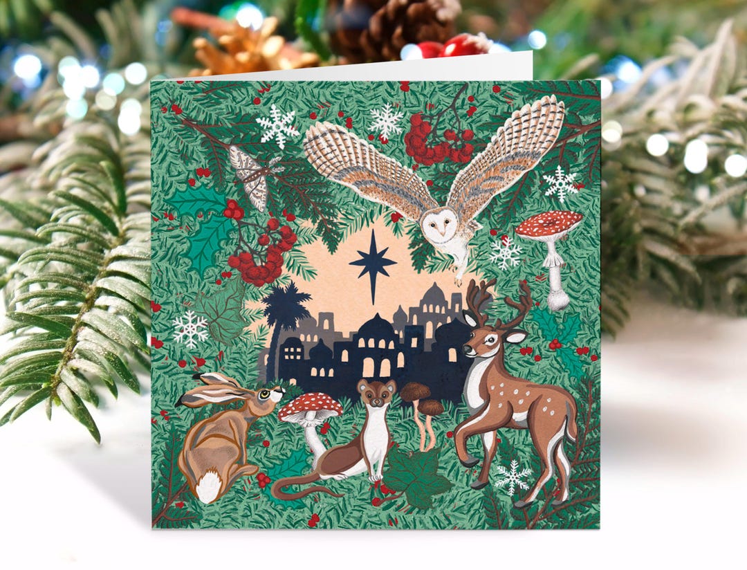 Woodland Christmas Card, Bethlehem Christmas Card, Farmhouse Christmas ...