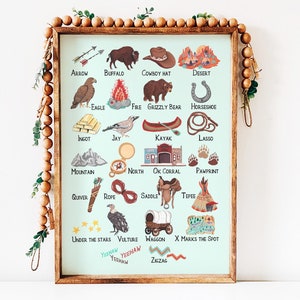 Cowboy ABC Poster, Pacific Northwest, Cowboy Nursery Wall Art ...