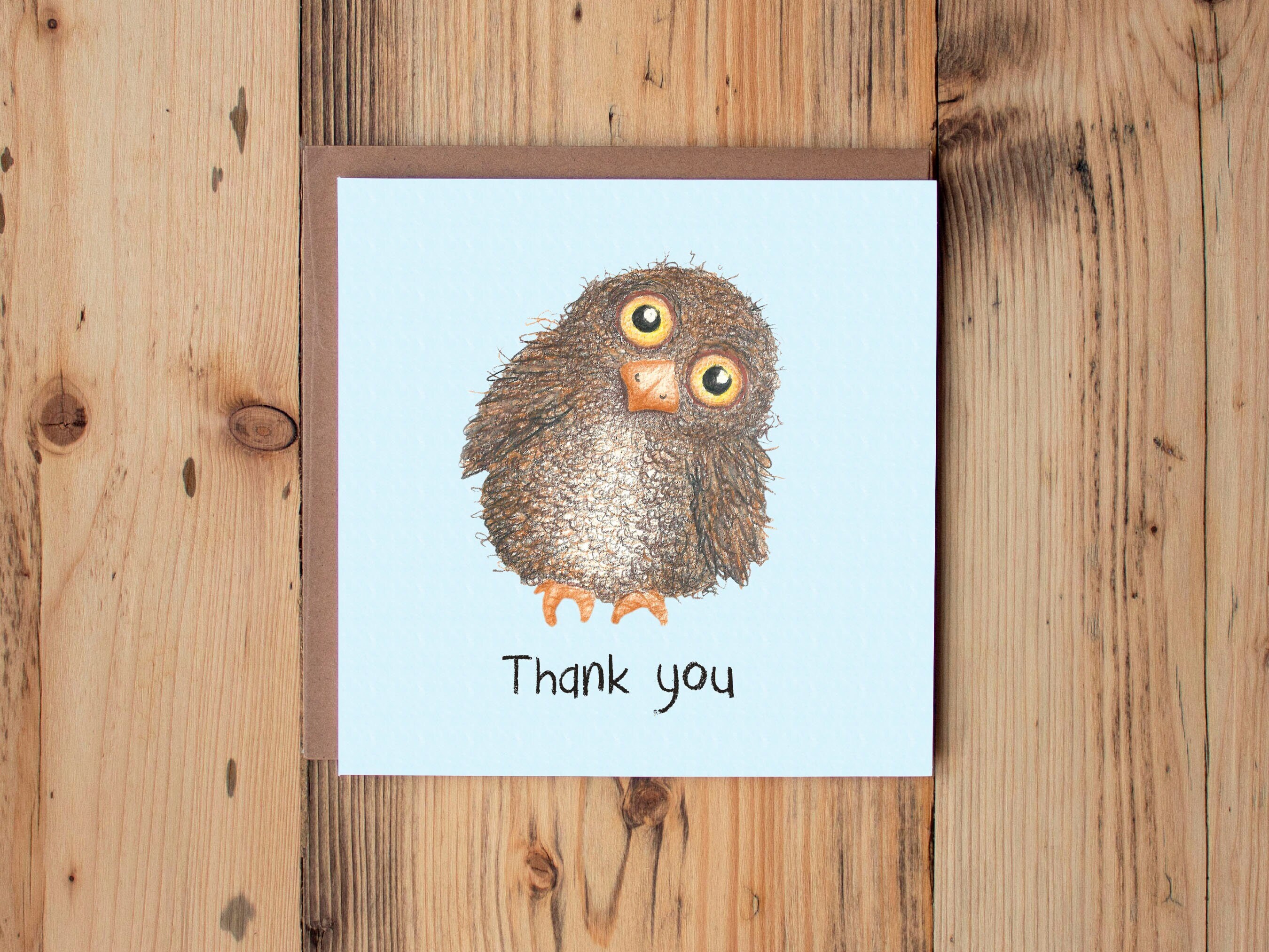 Cute Barn Owl Thank You Card, Woodland Animals, Cottagecore, Thank You ...