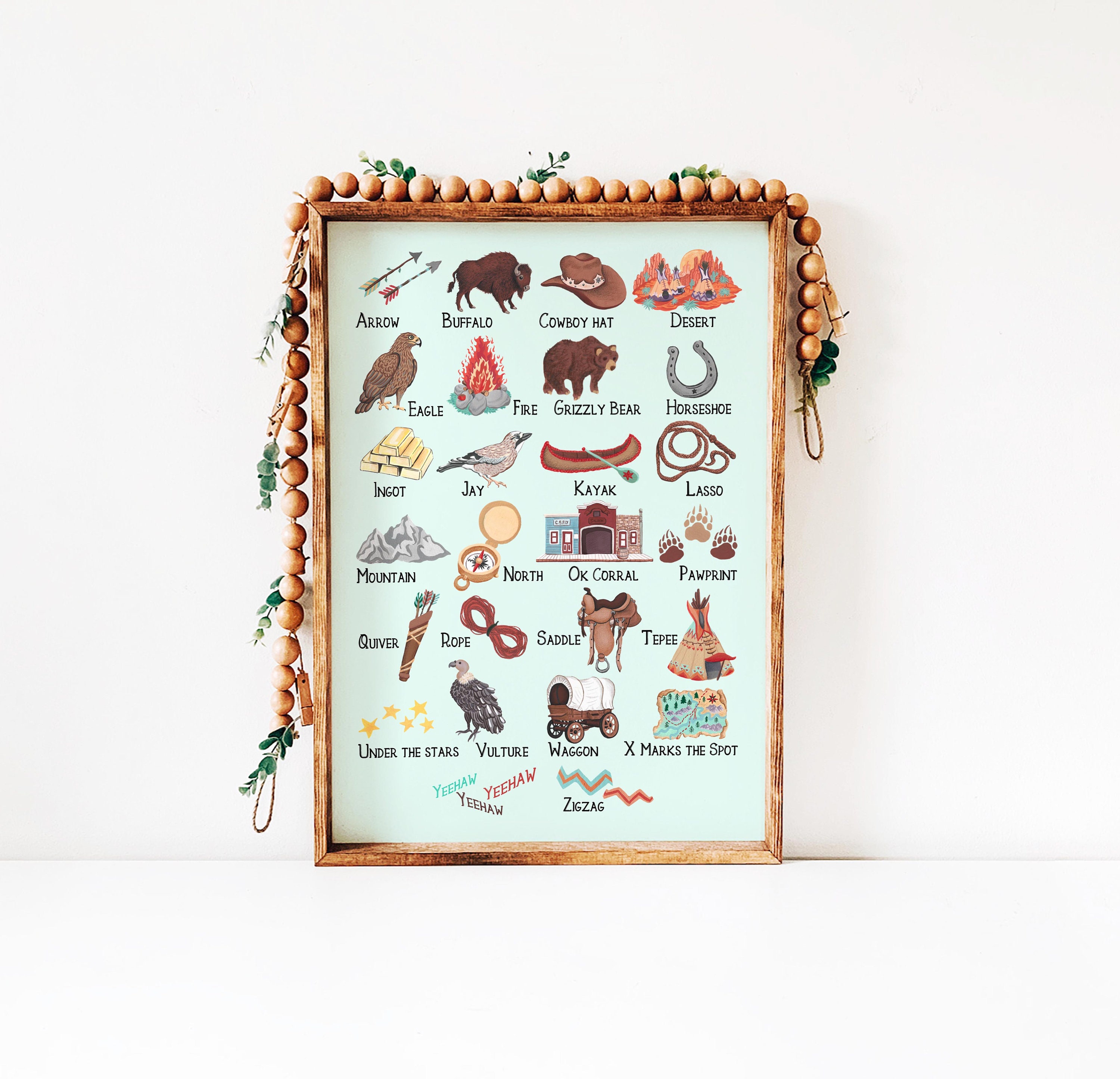 Cowboy ABC Poster Pacific Northwest Cowboy Nursery Wall Art - Etsy