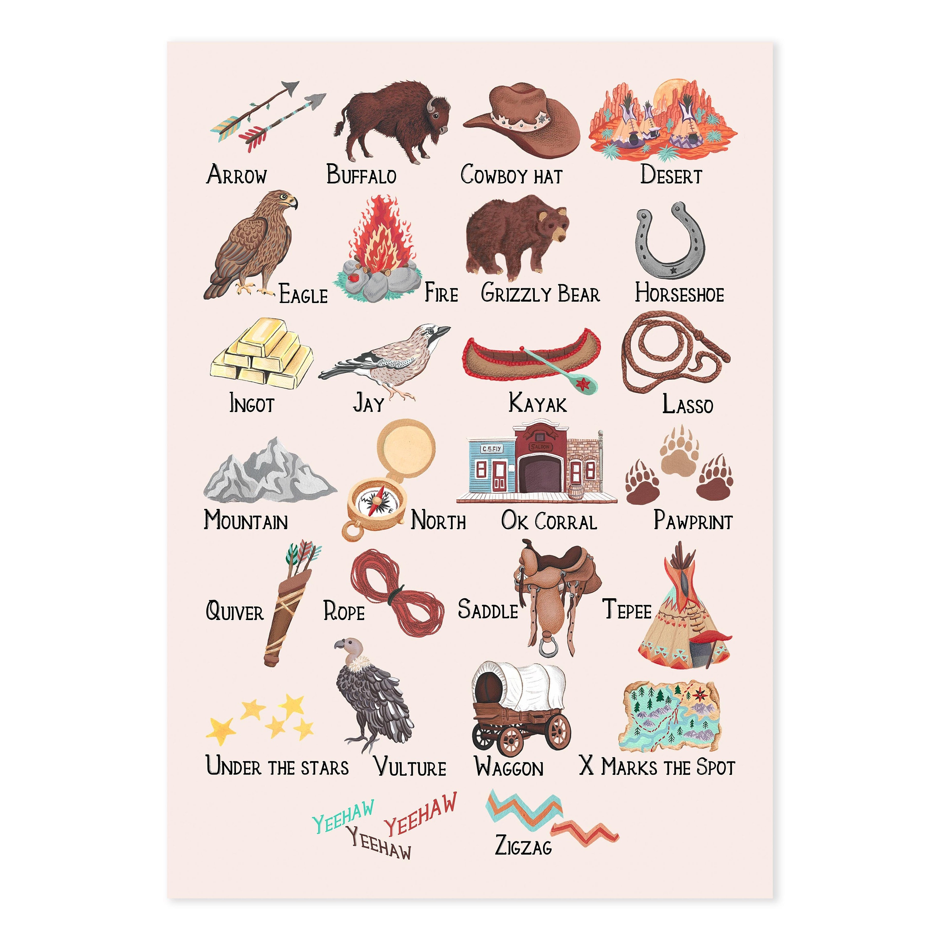 Cowboy ABC Poster, Pacific Northwest, Cowboy Nursery Wall Art ...