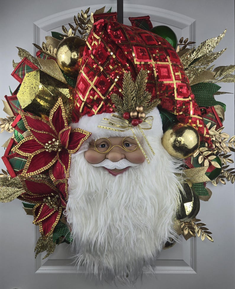 Glam Santa Face Wreath - Etsy