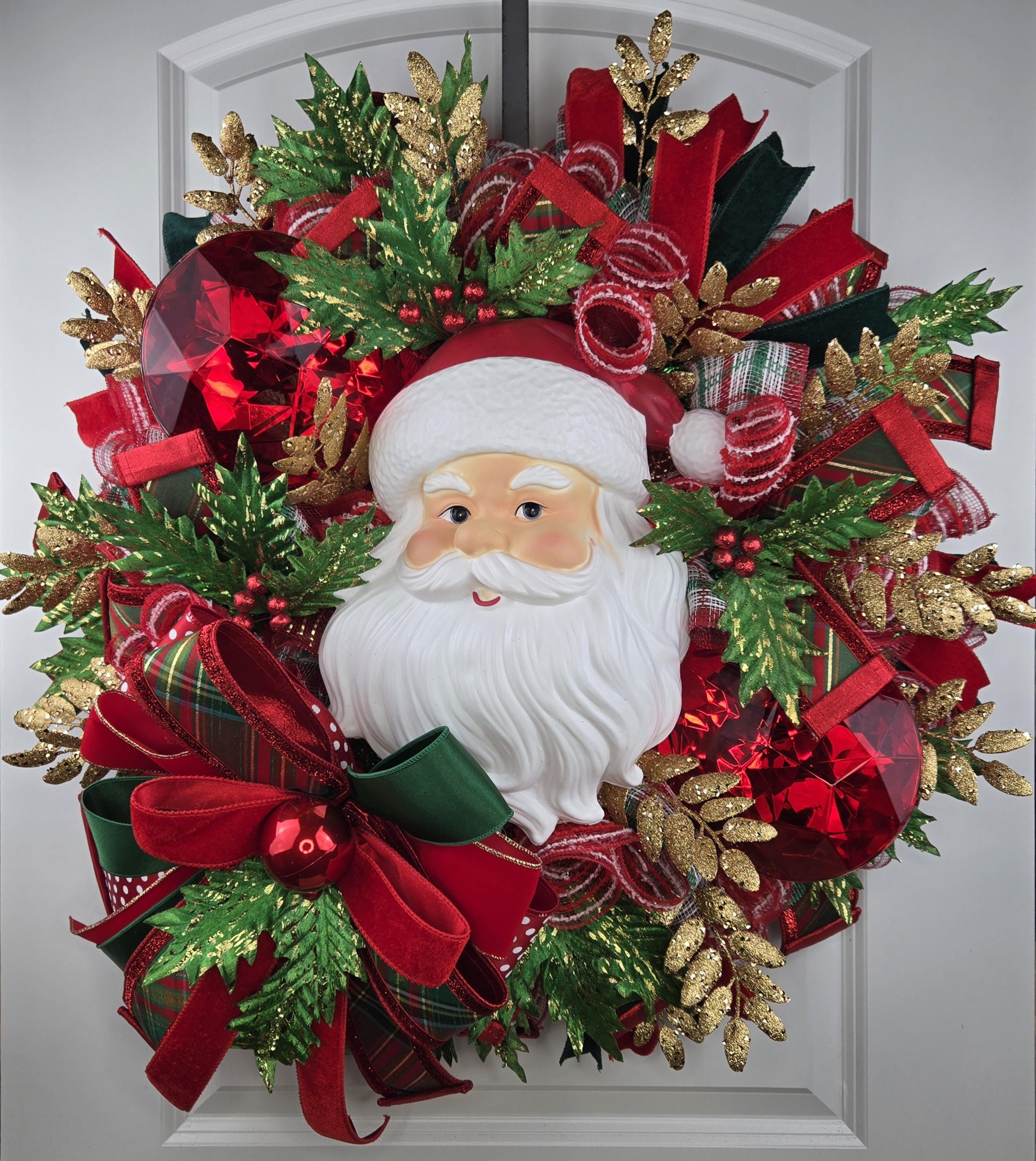 Classic Santa Christmas Wreath - Etsy