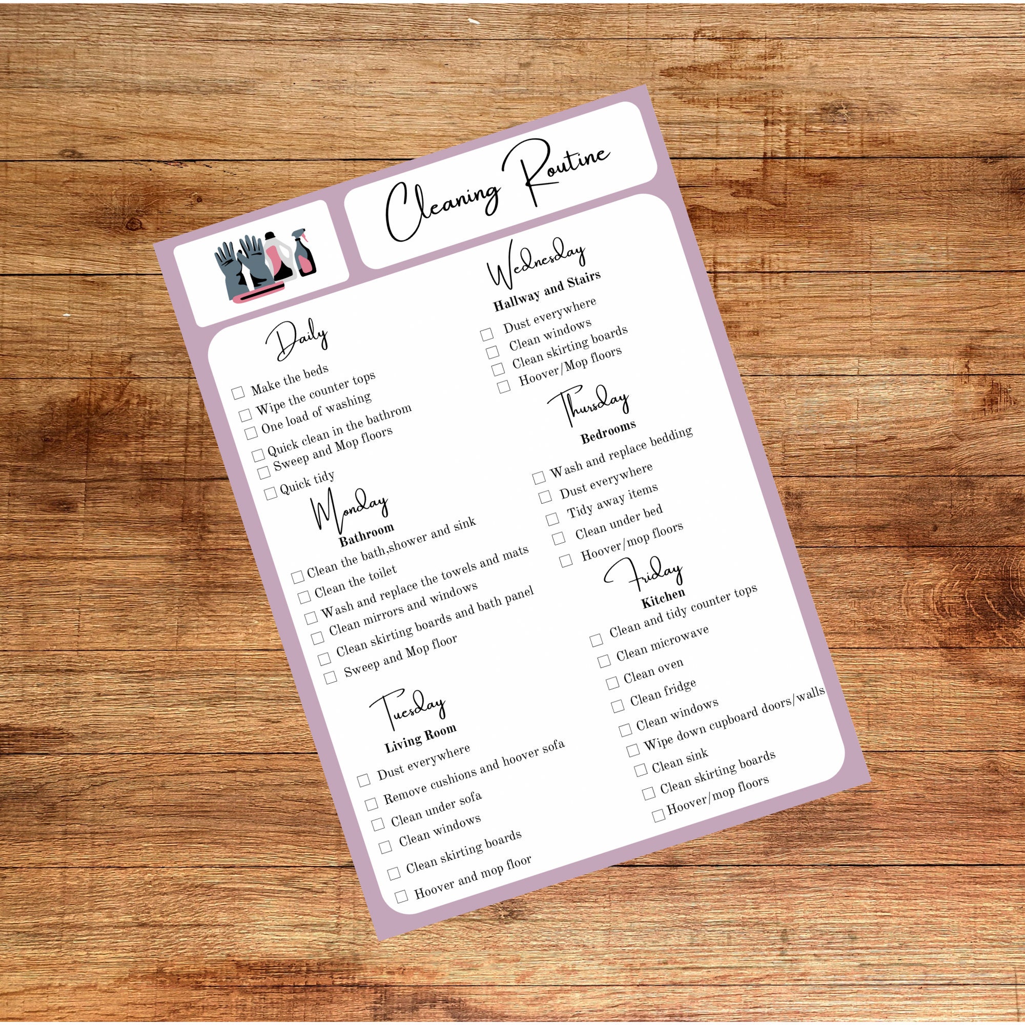 Cleaning Schedule | Cleaning Rota | Fridge Planner | Cleaning Checklist ...