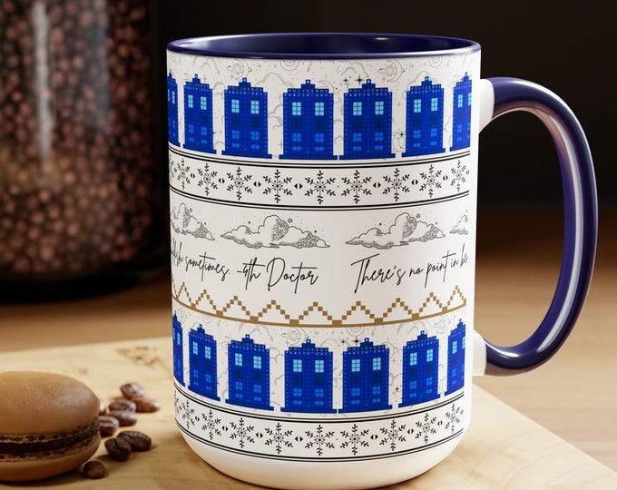 Who Dr Doctor Inspired Gift Mug, Wibbly Wobbly Timey Wimey Tardi Blue ...