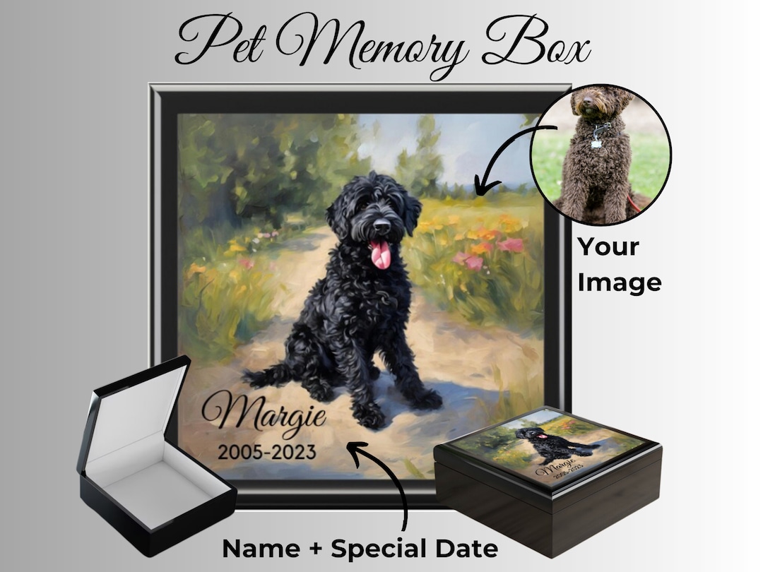 Personalized Pet Memorial Keepsake Box Clay Paw Print Protector Custom ...