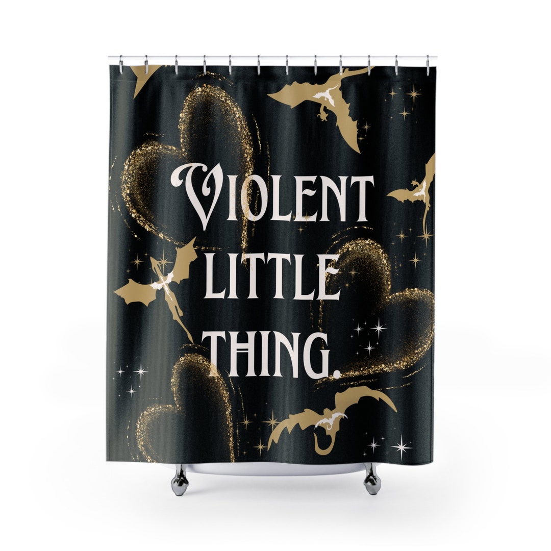 Black and Gold Romantasy Fourth Wing Aesthetic Shower Curtain Violent ...