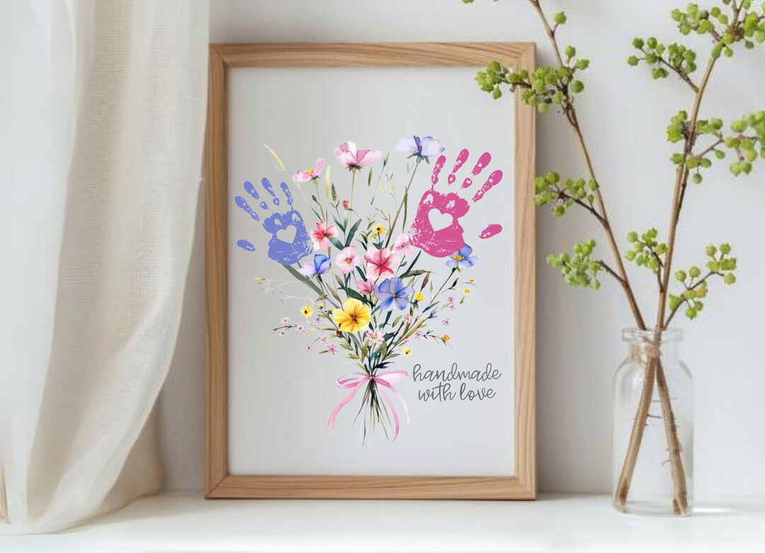 Mothers Day Handprint Craft for Kids, Digital Download Mothers Day Card ...