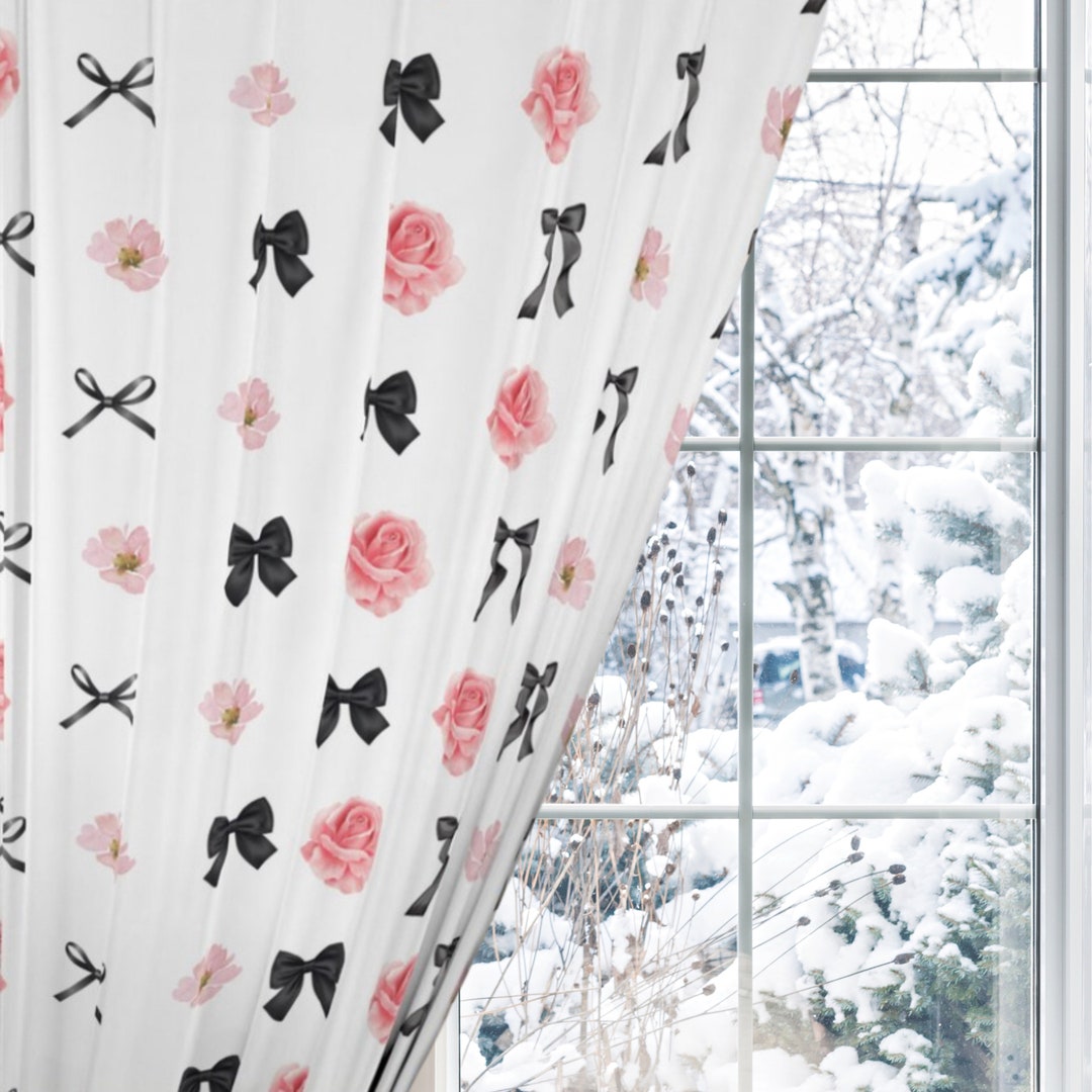 Coquette Aesthetic Curtains, Coquette Room Decor Coquette Bows and ...