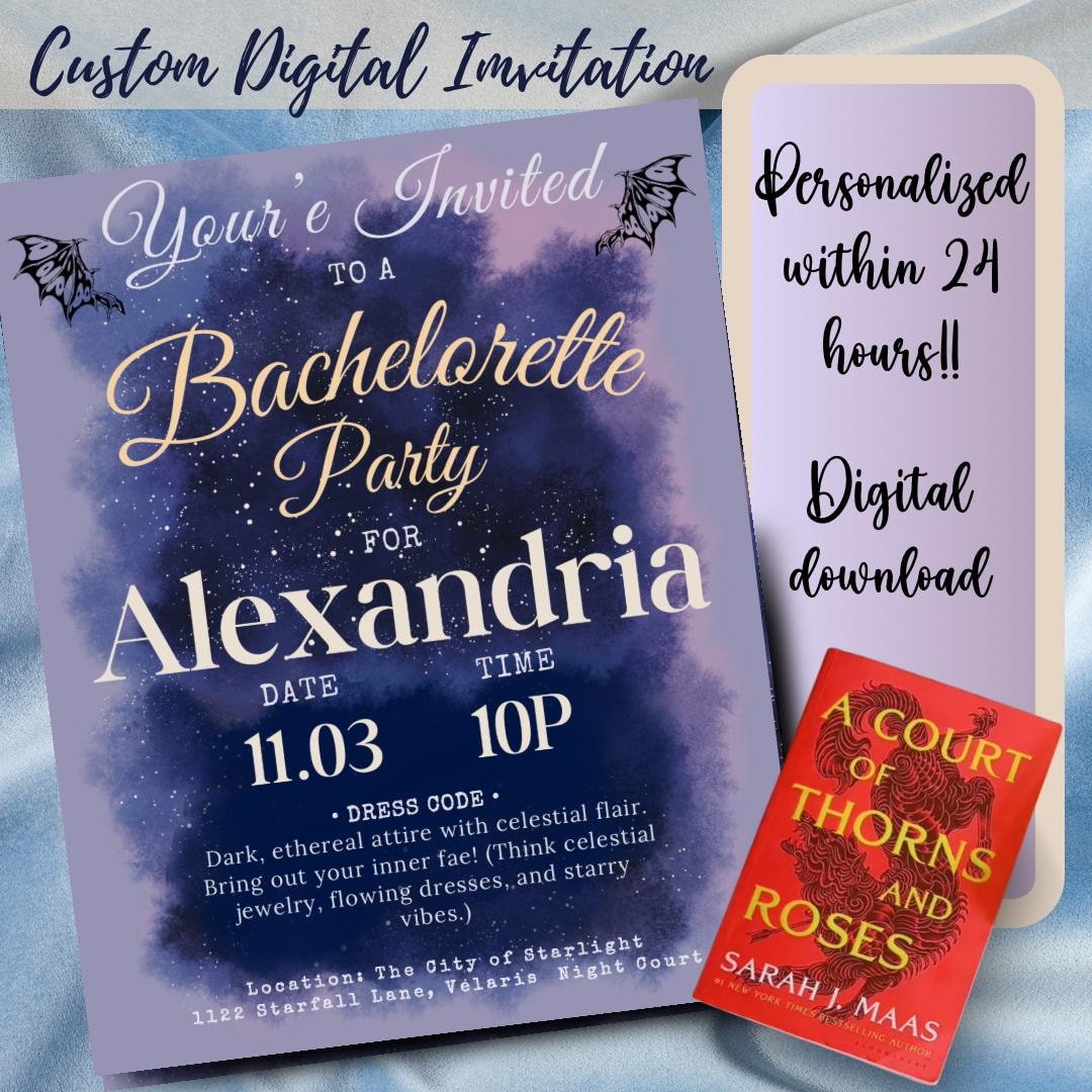 ACOTAR Bachelorette Party Invitation Digital Download Printable ...