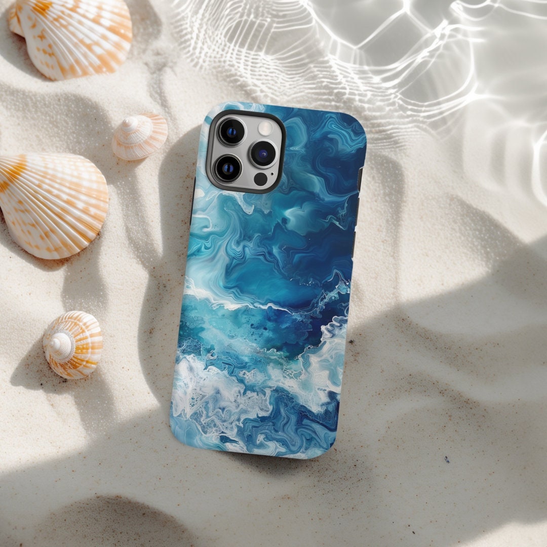 Magsafe Ocean Waves Phone Case Abstract Blue Wave Design Turquoise ...