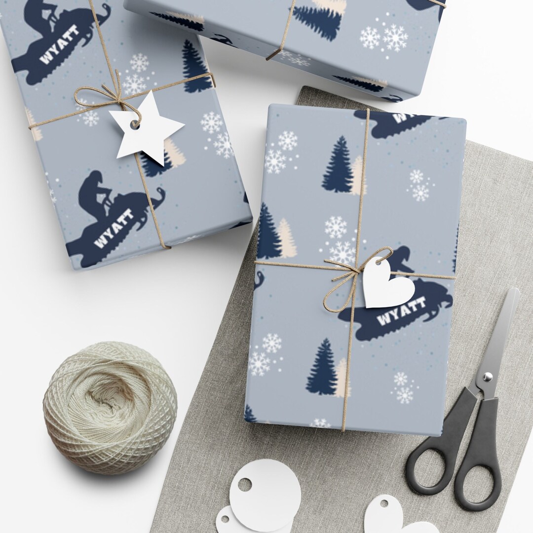 Snowmobile Wrapping Paper for Kids, Personalized Name Boys Gift Wrap ...