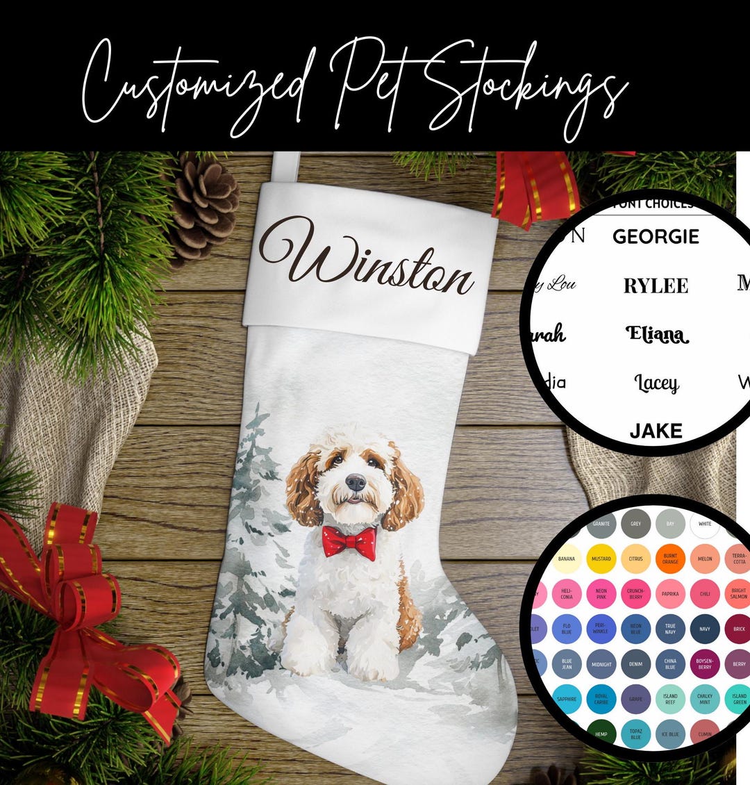 Personalized Doodle Dog Christmas Stocking,bernedoodle Mom Gift,apricot ...