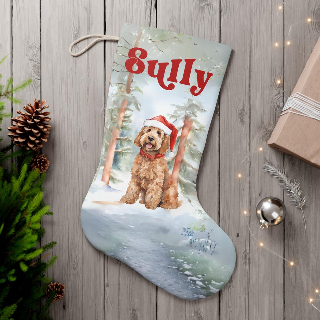 Personalized Doodle Dog Christmas Stocking, Doodle Mom Gift, Apricot ...