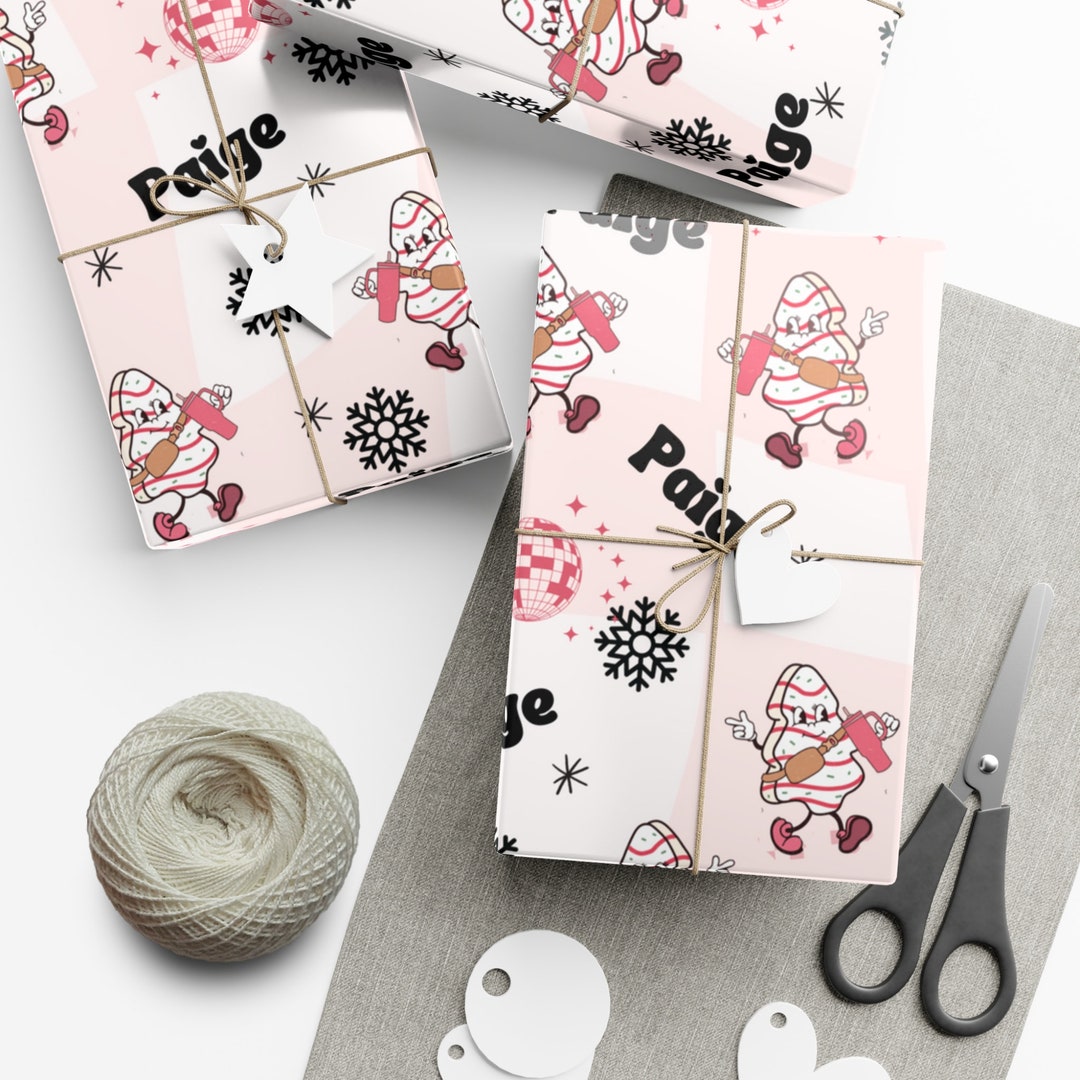 Christmas Tree Cake Wrapping Paper, Customized Girls Wrapping Paper ...