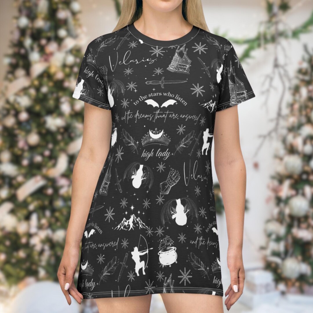 Acotar Nightgown, Acotar Pajamas, Bookish Night Court Christmas Pajamas ...