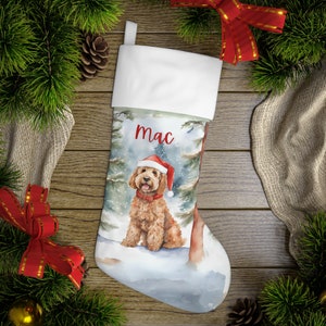 Personalized Doodle Dog Christmas Stocking, Doodle Mom Gift, Apricot ...