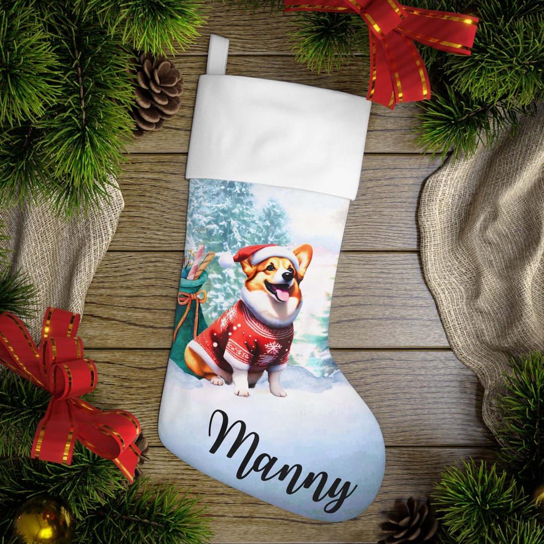 Personalized Corgi Stocking, Custom Dog Stocking, Christmas Pet Gifts ...
