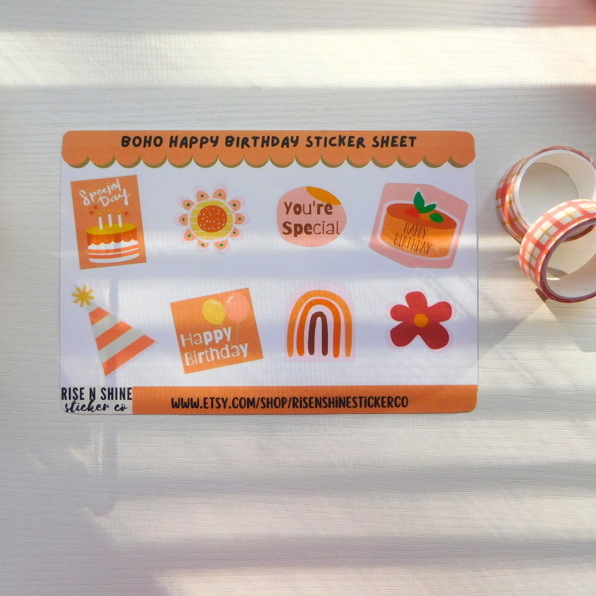 BOHO Happy Birthday Card and Sticker Sheet Set| Cards, Blank Cards ...