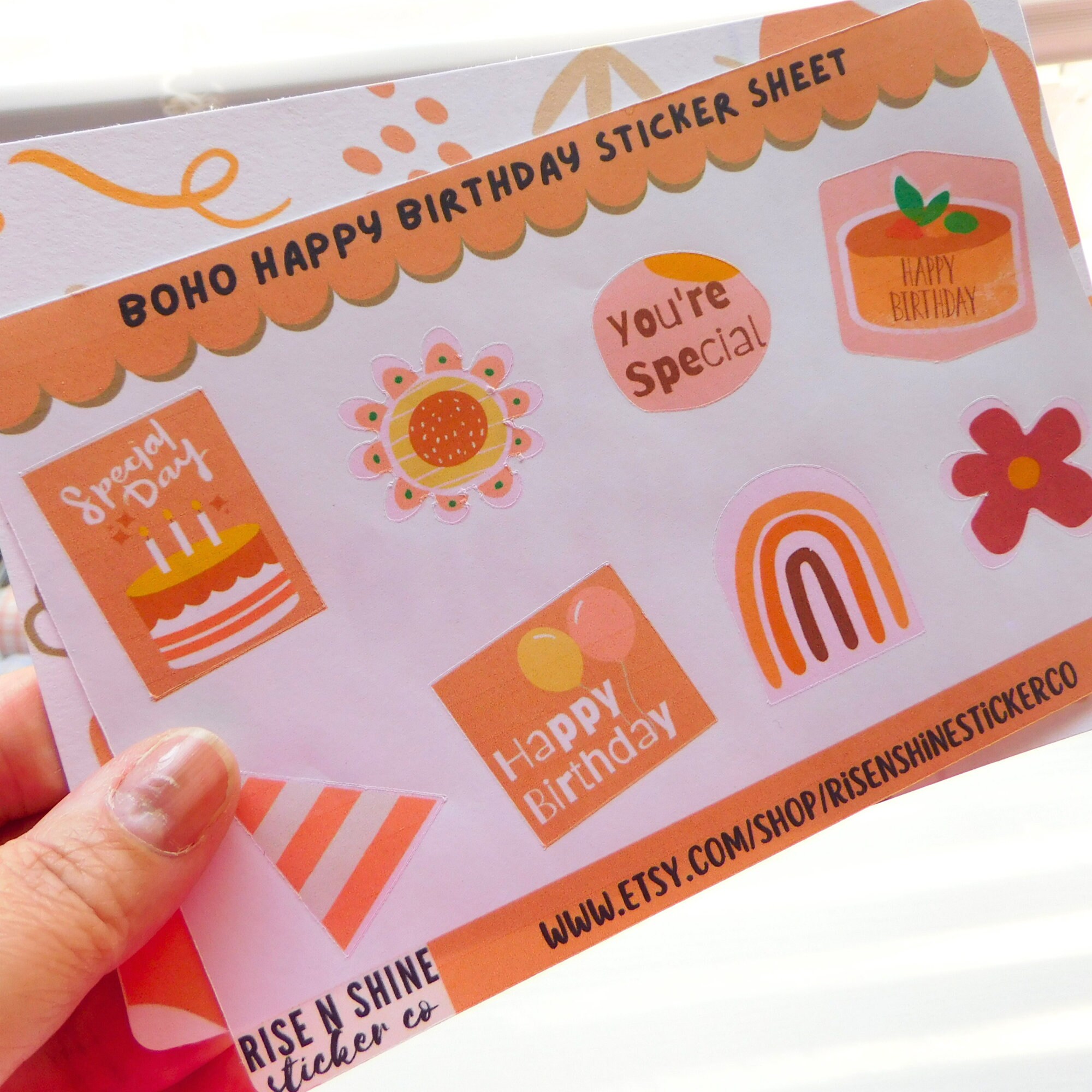 BOHO Happy Birthday Card and Sticker Sheet Set| Cards, Blank Cards ...