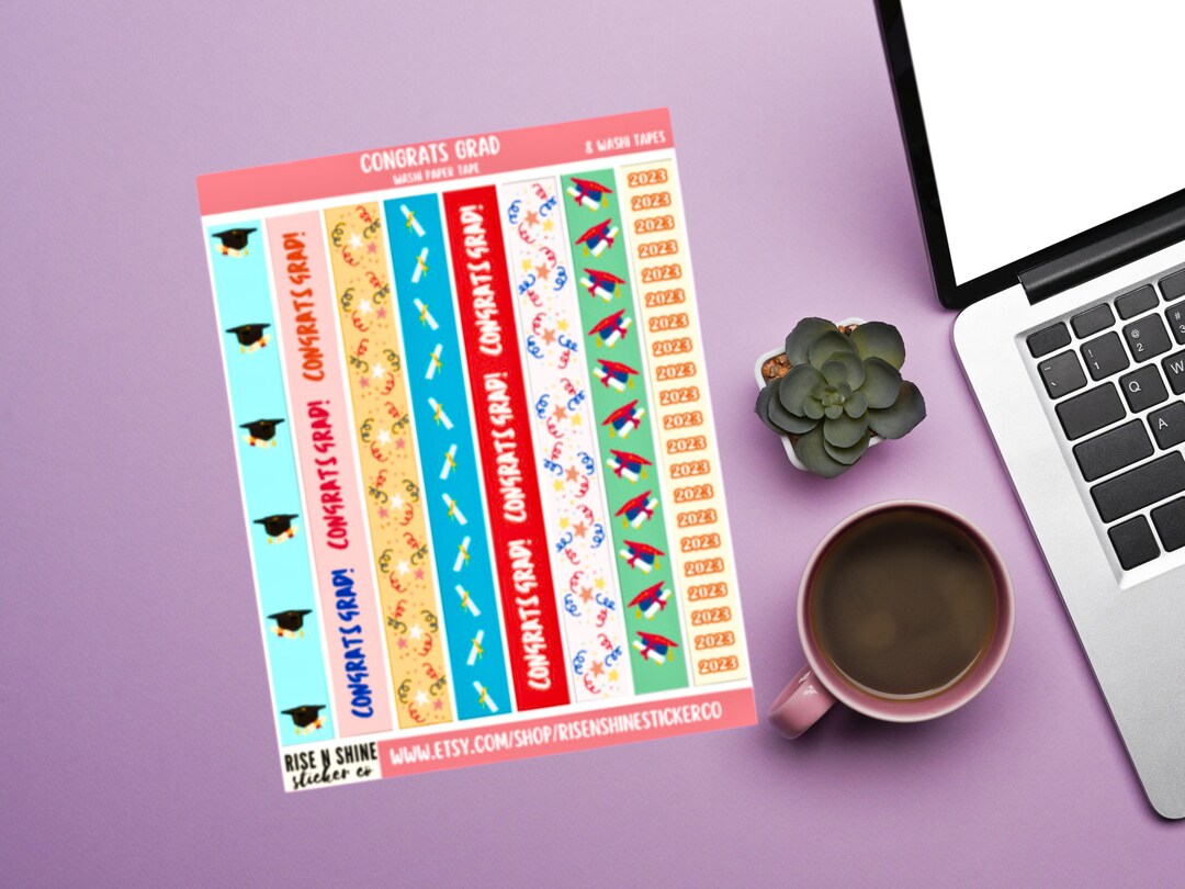 Congrats Grad, You Did It, Graduation Caps, Planner Stickers, Washi ...