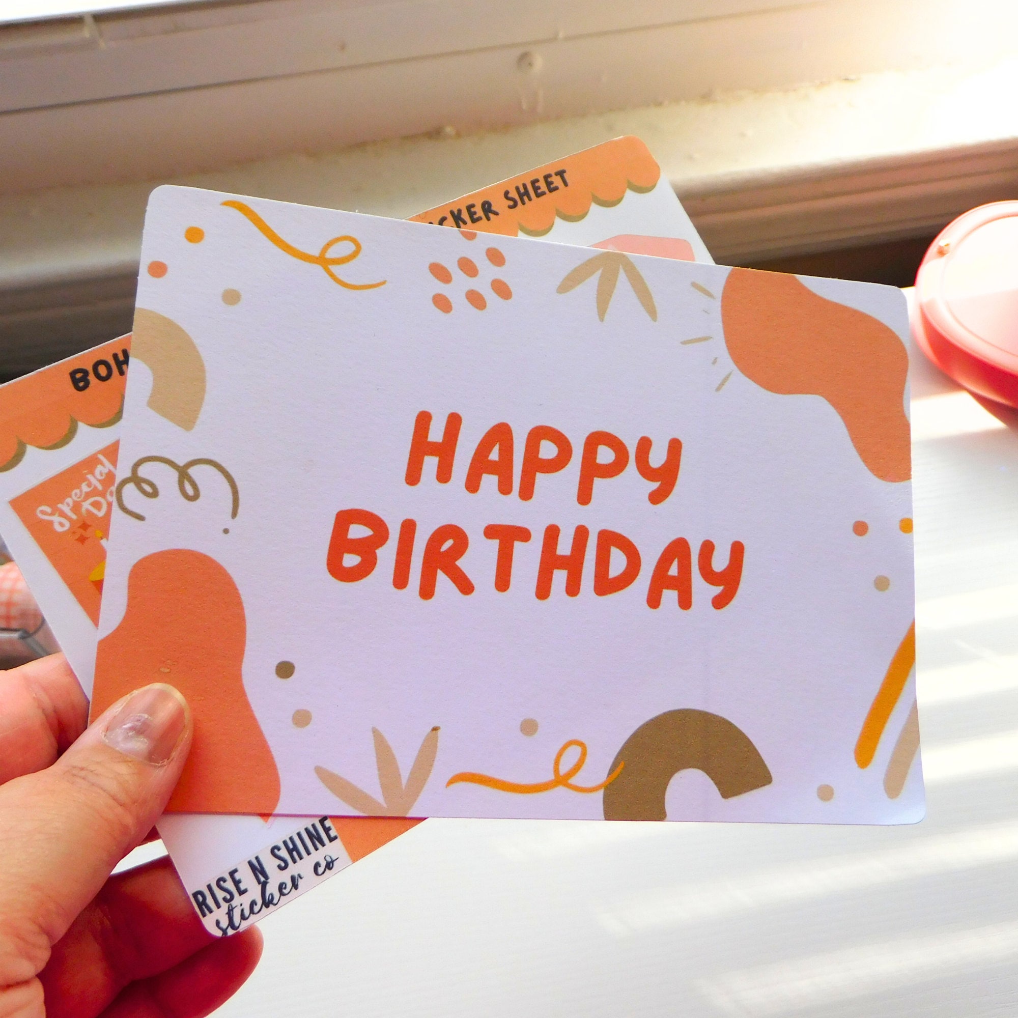 BOHO Happy Birthday Card and Sticker Sheet Set| Cards, Blank Cards ...